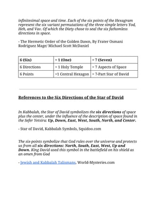 List of references to the Six Directions of the Six Pointed Star of ...