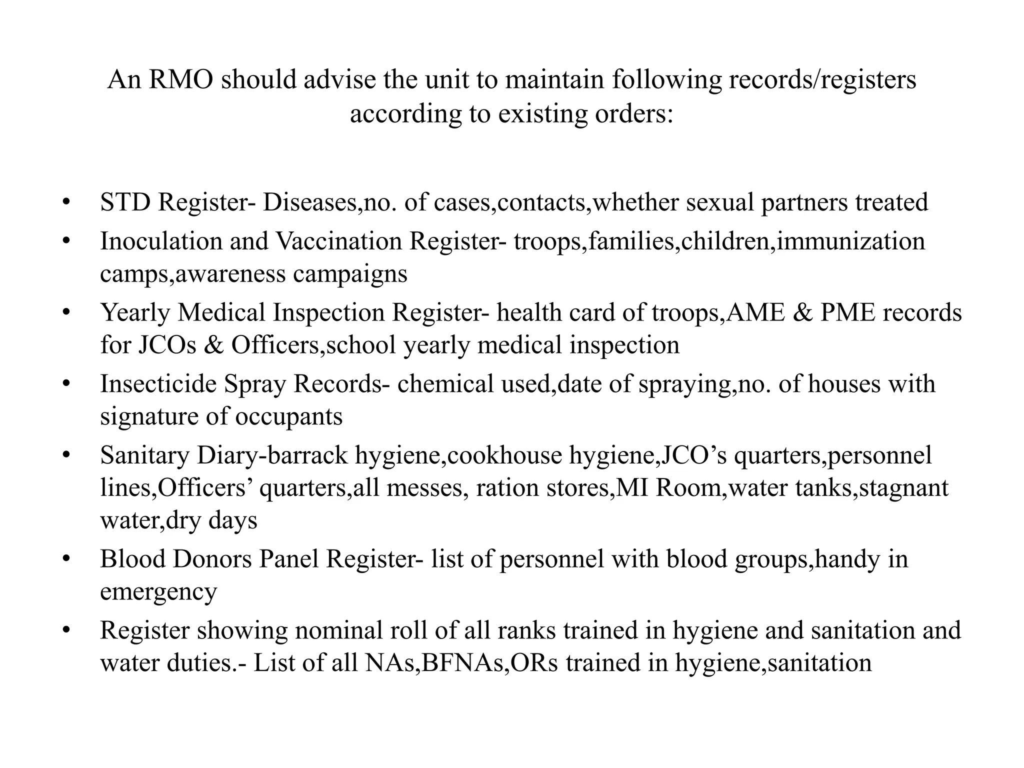 List of registers to be maintained by the RMO | PPTX
