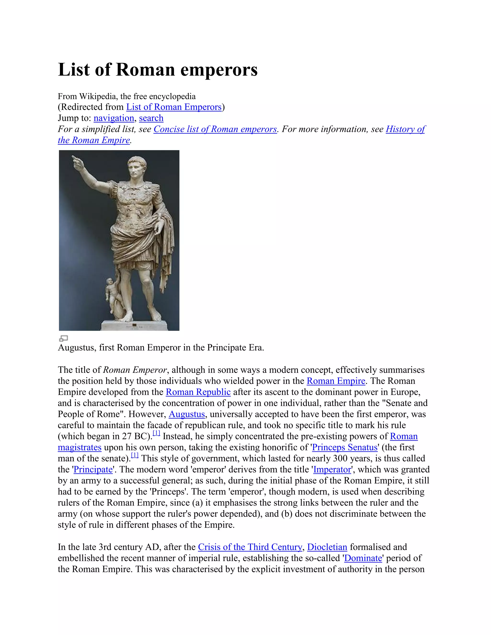 List of roman emperors | PDF