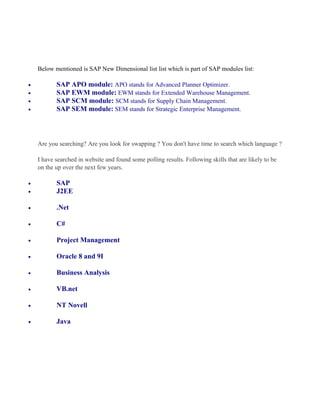 List of sap modules | DOC
