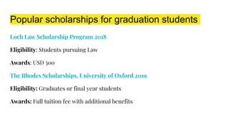 List of scholarships 2018 19 | PPTX