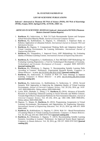 List of scientific publications | PDF