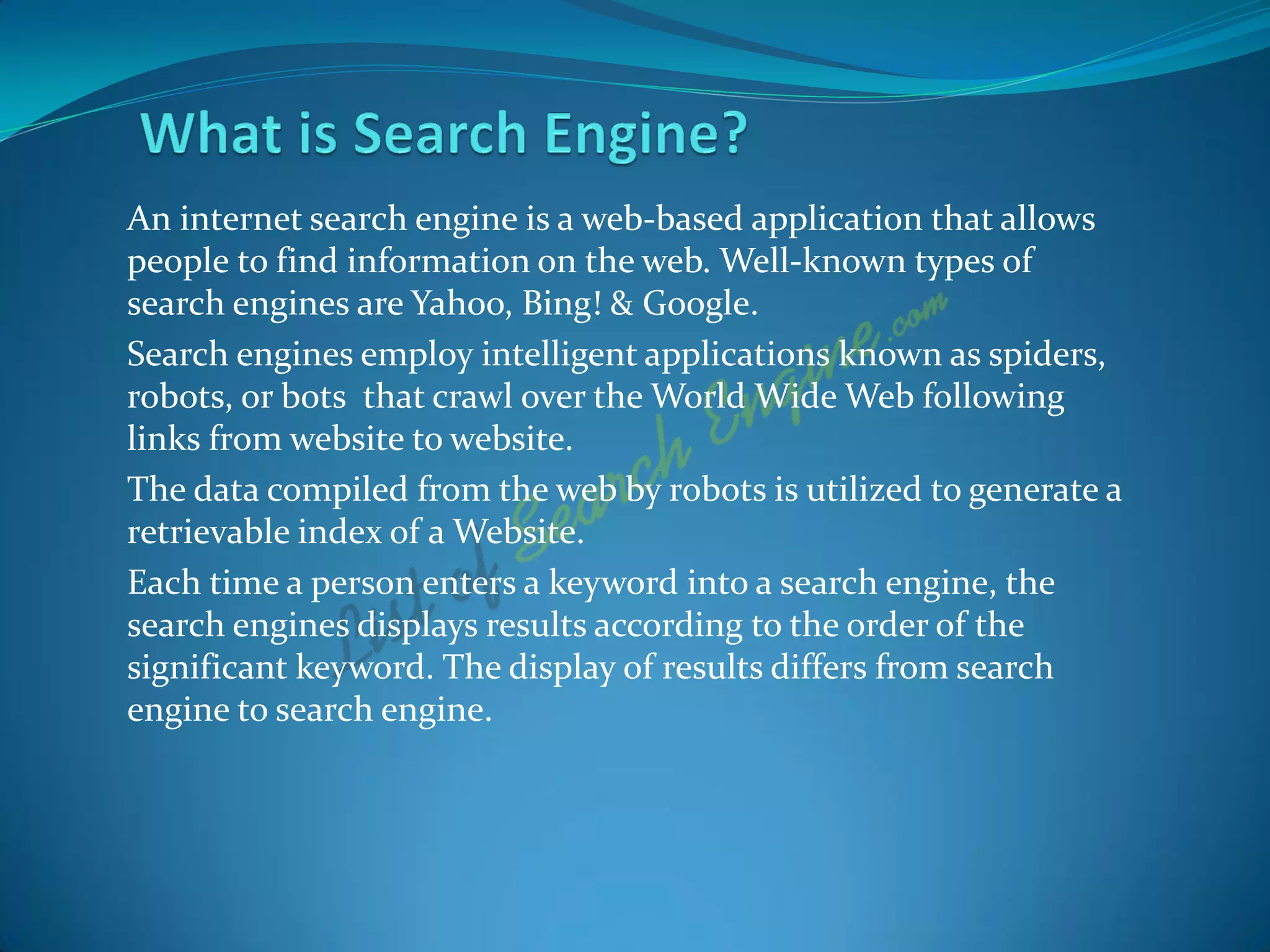 Search Engine Marketing | Top Search Engines | Search Engines List | PPT