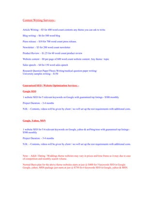 List of services | PDF