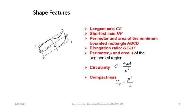 List of Shape features available in Image Processing | PPTX