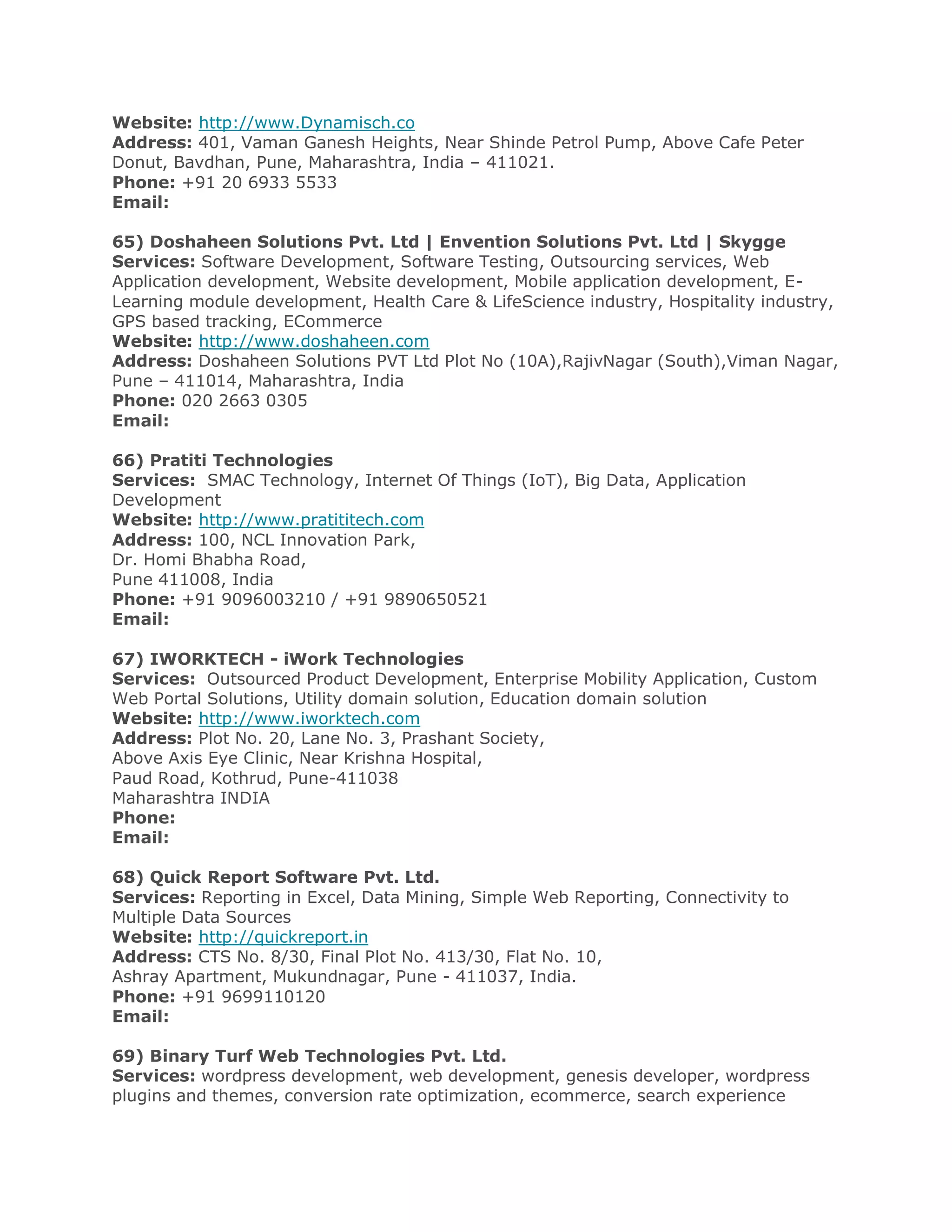 List of software companies in pune | PDF