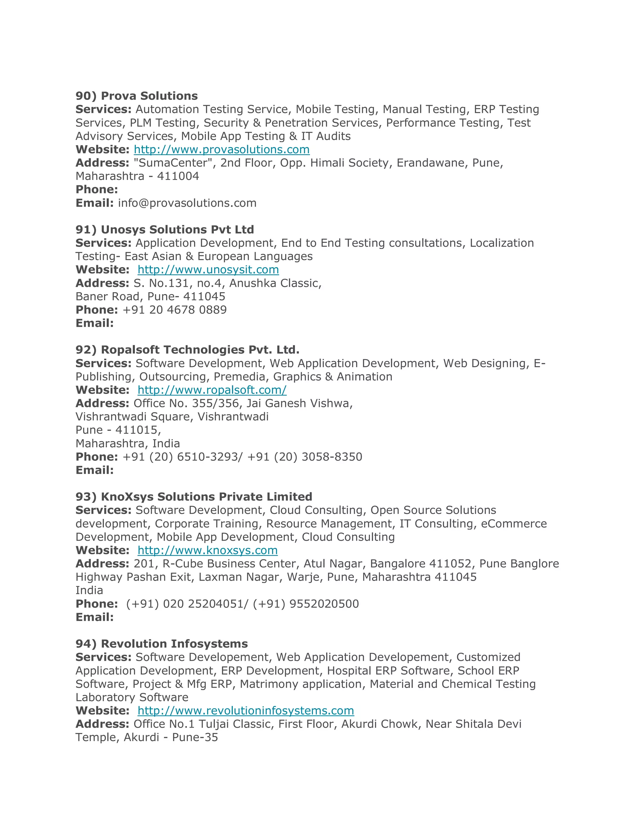 List of software companies in pune | PDF