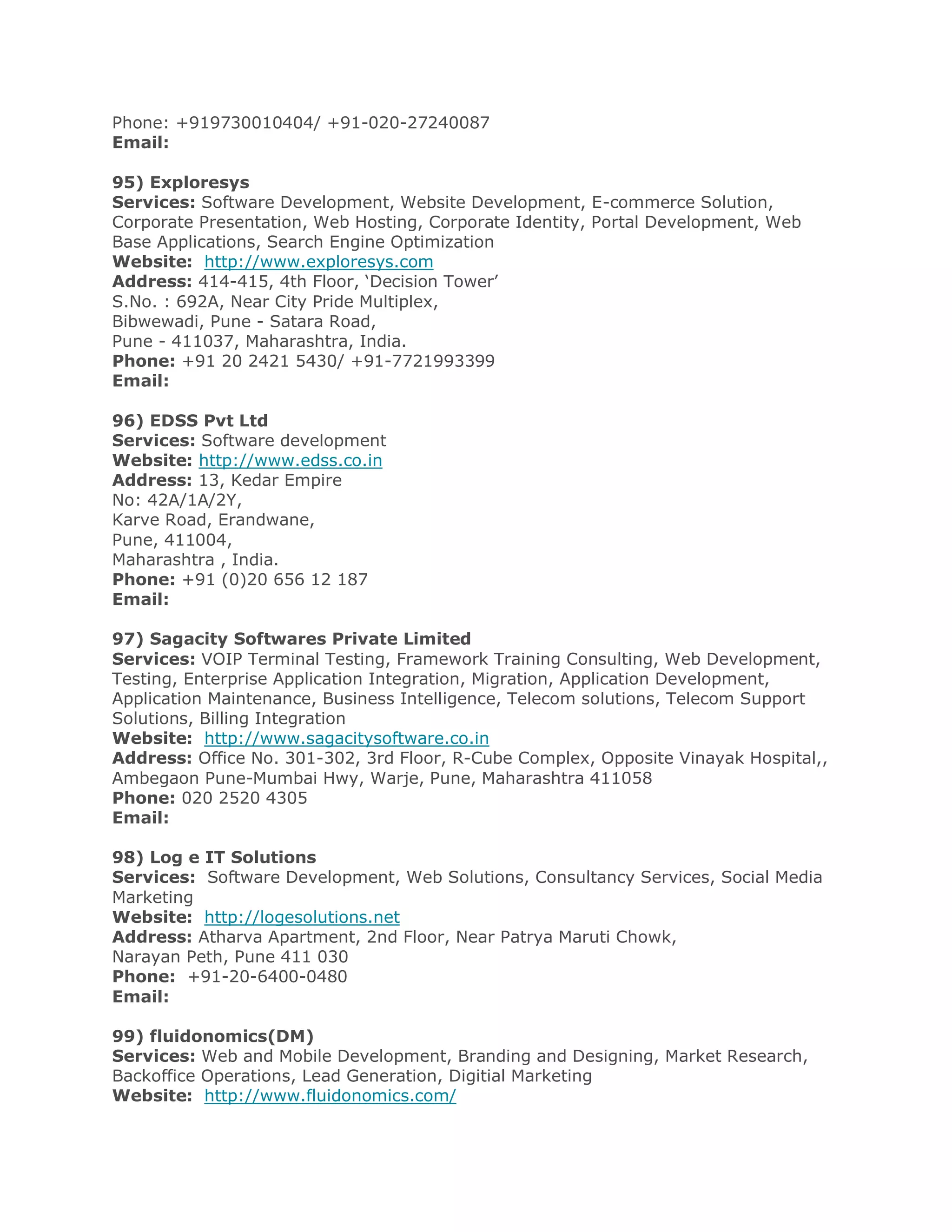 List of software companies in pune | PDF