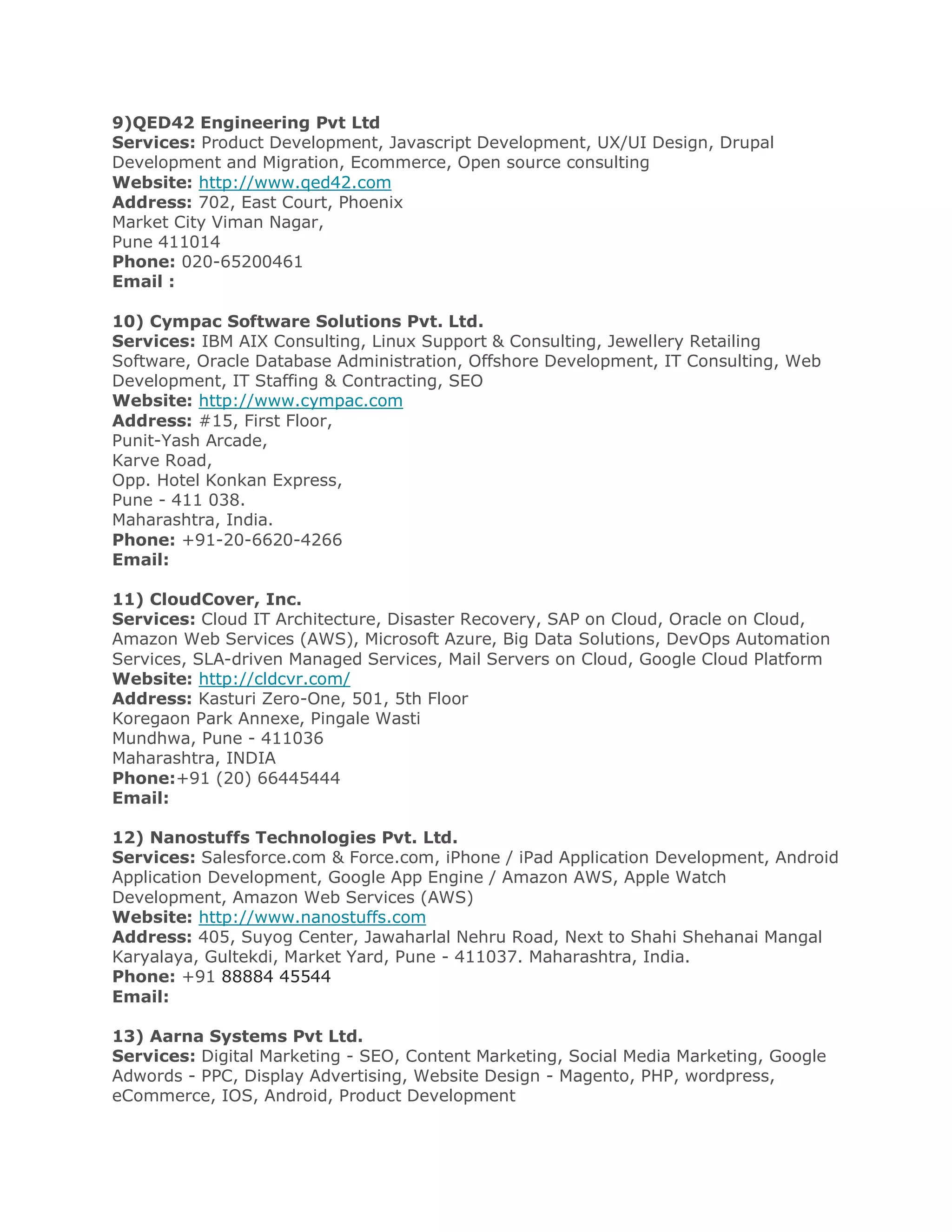 List of software companies in pune | PDF