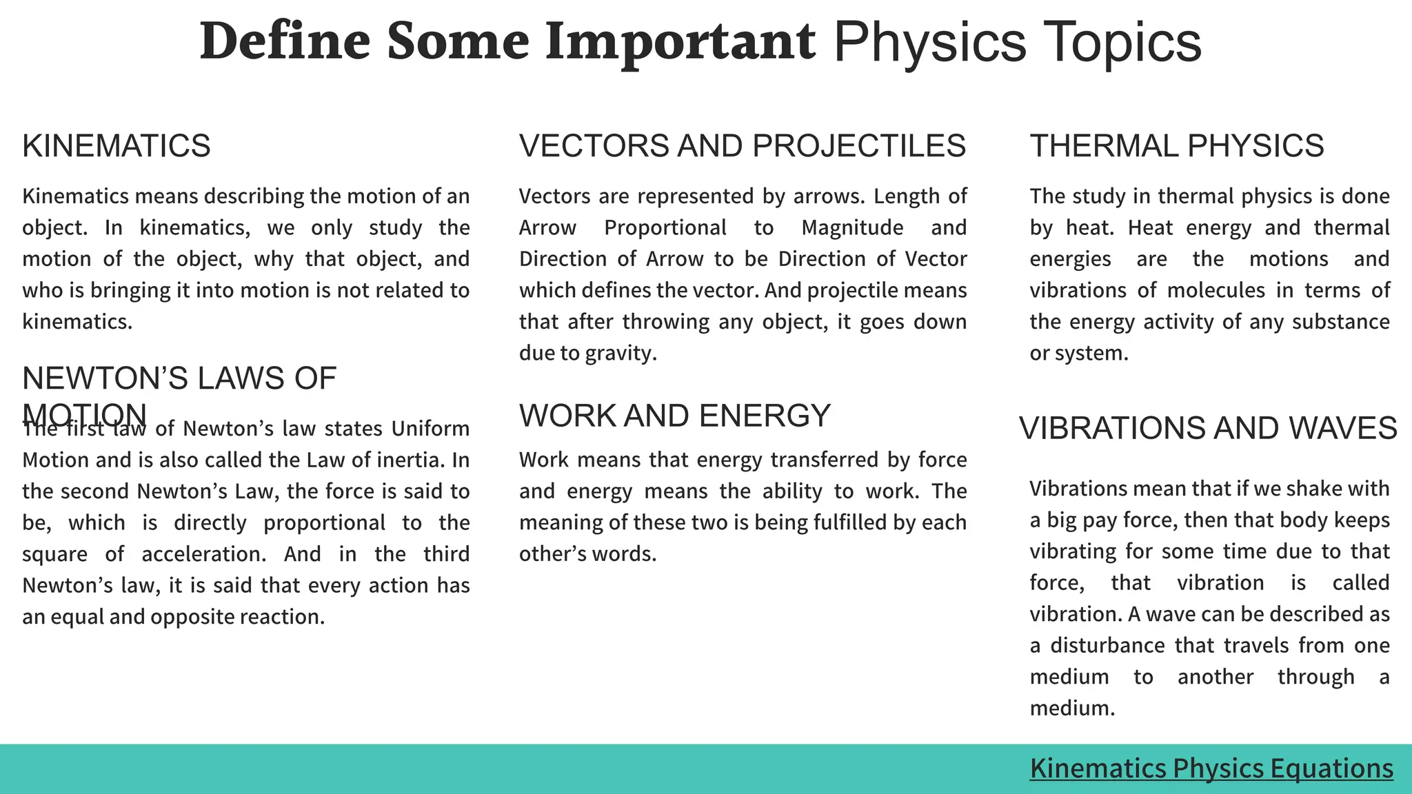 List of some important physics topics useful for students | PPTX