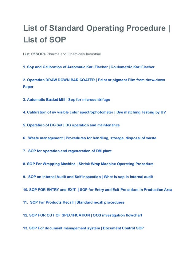 List of Standard Operating Procedure.pdf