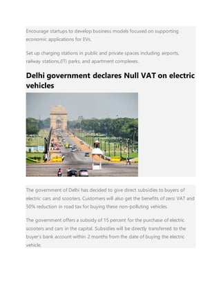 List of state governments in india supporting electric vehicles | PDF