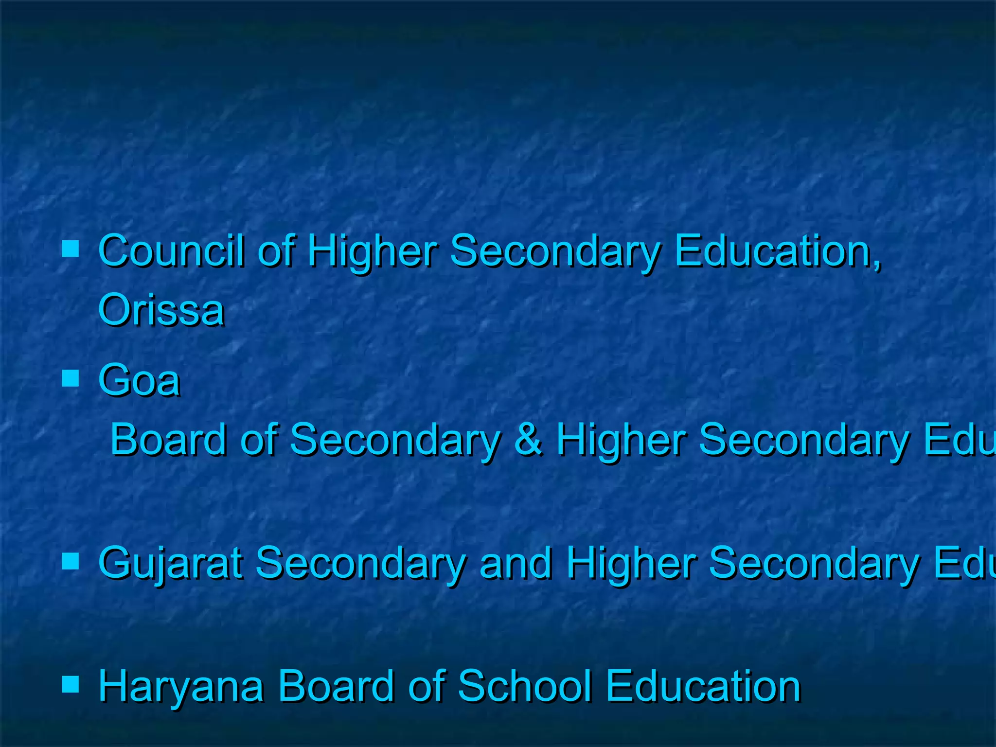 List of state secondary education boards of india | PPT | Secondary Education | Education