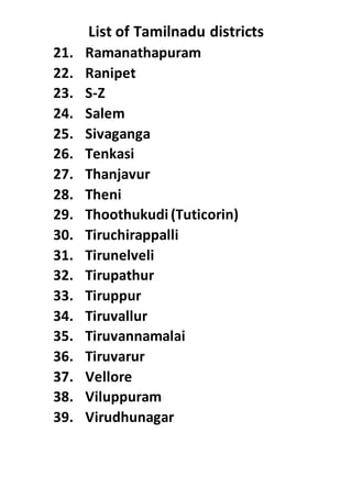 Tamilnadu Districts Names In English And Tamil/districts Of, 45% OFF