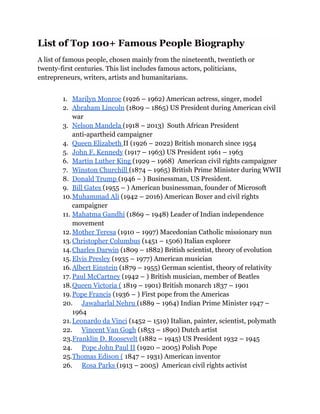 List of Top 100+ Famous People Biography.pdf