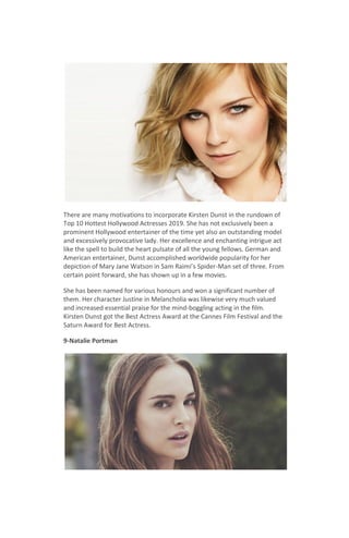 List of top 10 beautiful hollywood actresses | PDF