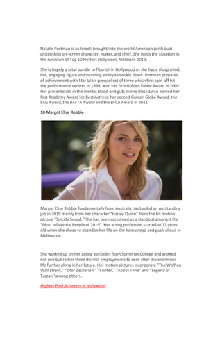 List of top 10 beautiful hollywood actresses | PDF