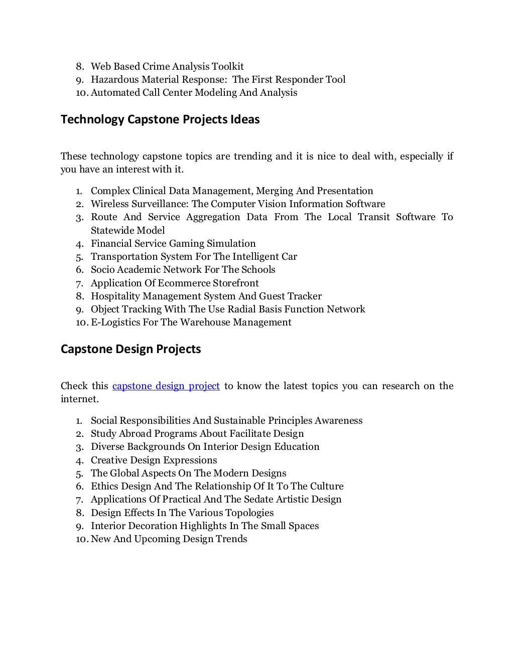 An Inspiration in the Best Engineering Capstone Projects