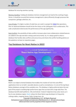 List of Top Local Databases used for react native app developement in ...