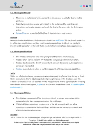 List of Top Local Databases used for react native app developement in ...