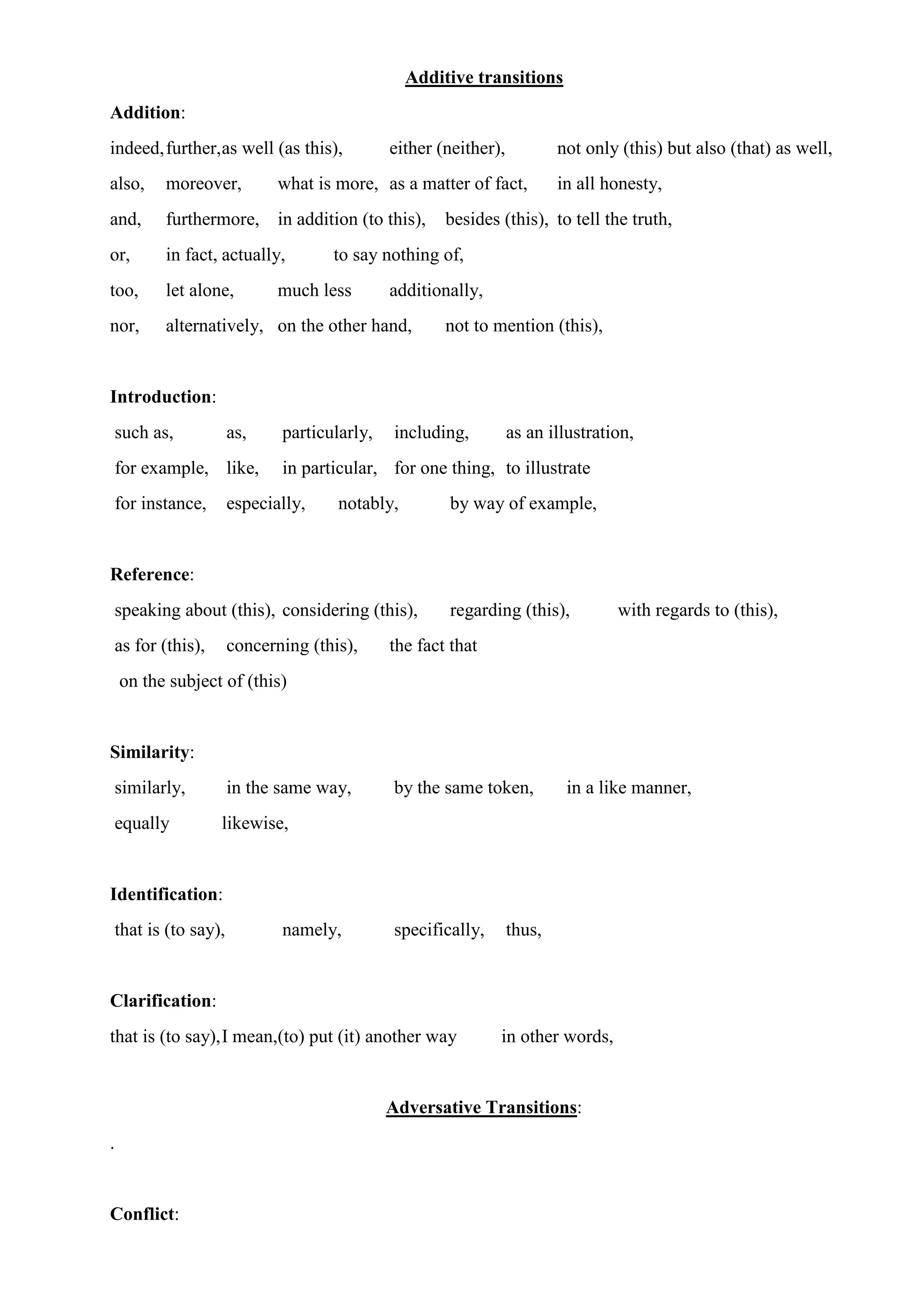 List of transition words and phrases | PDF