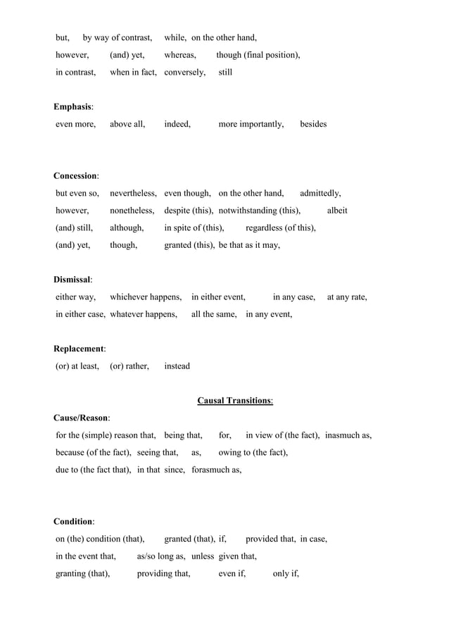 List of transition words and phrases | PDF | Science