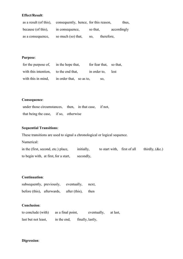 List of transition words and phrases | PDF | Science