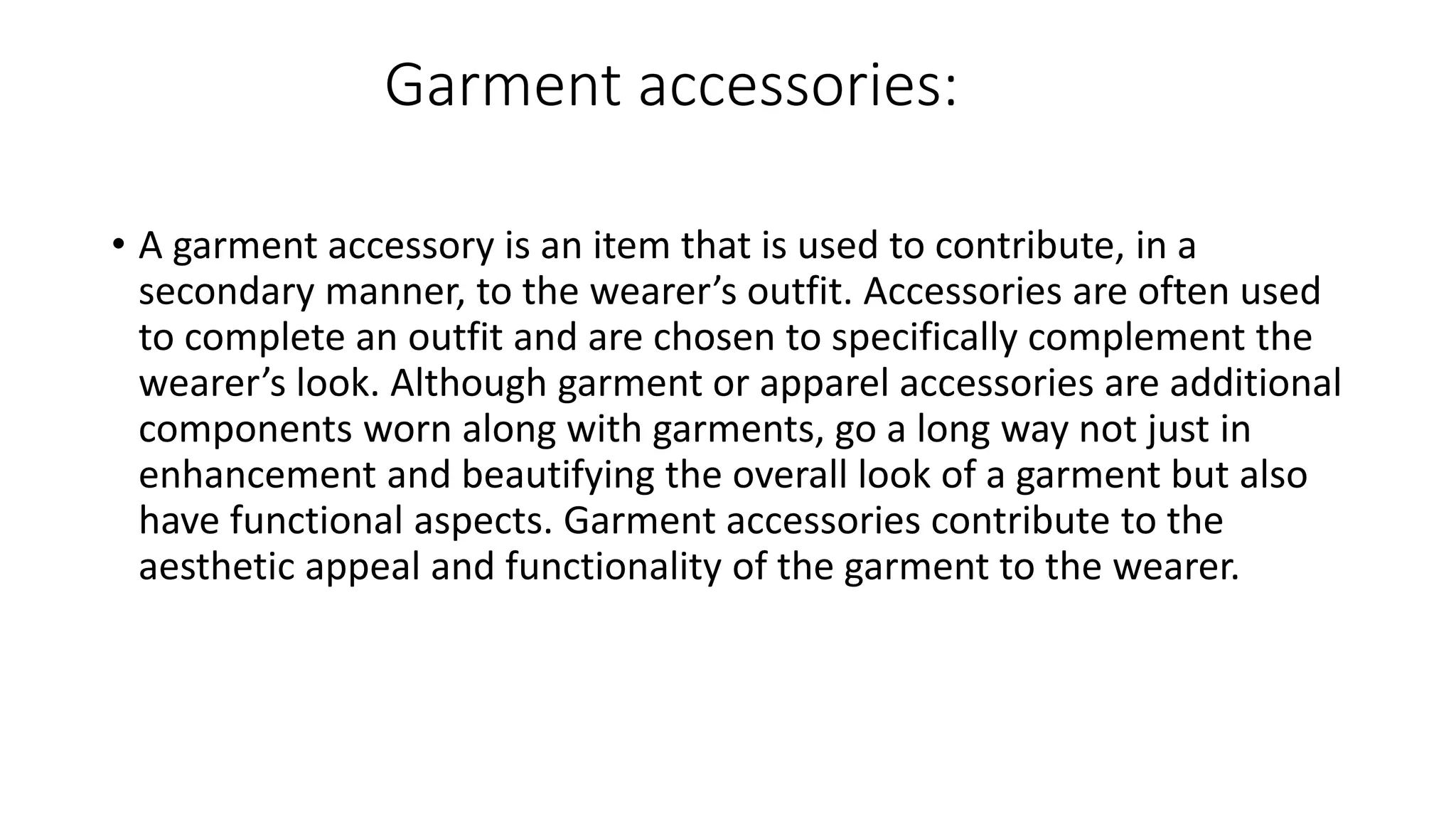 List of trims and accessories used in garment | PPTX