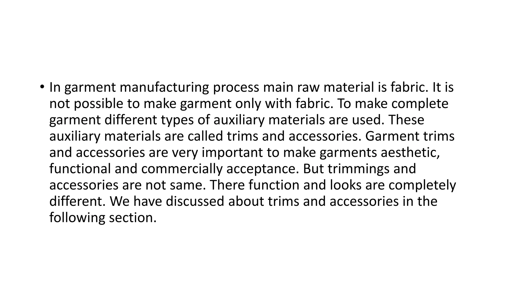List of trims and accessories used in garment | PPTX