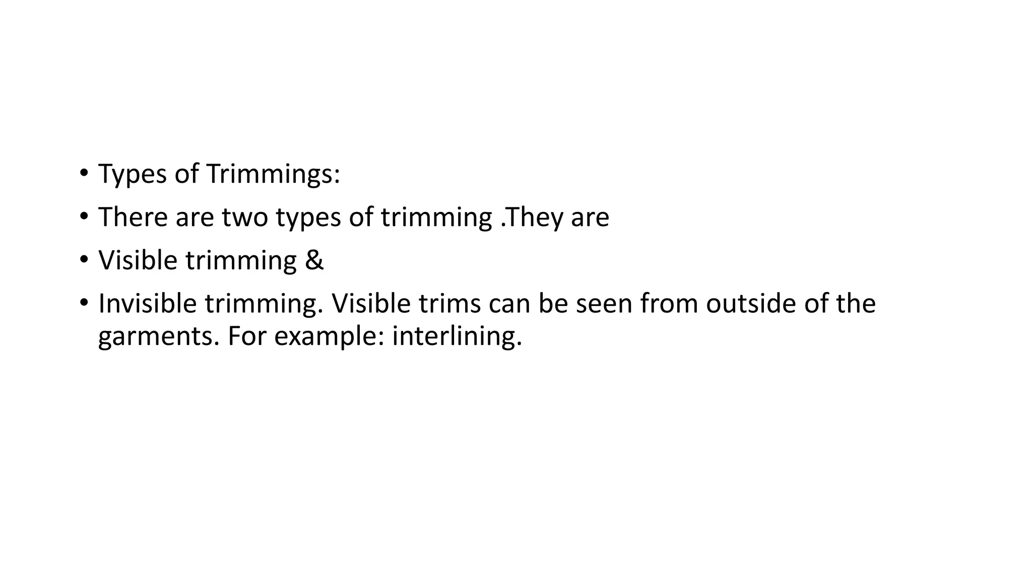 List of trims and accessories used in garment | PPTX