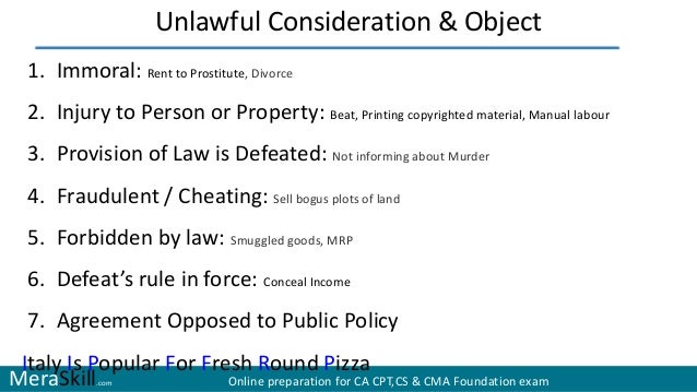 List of unlawfull object and consideration