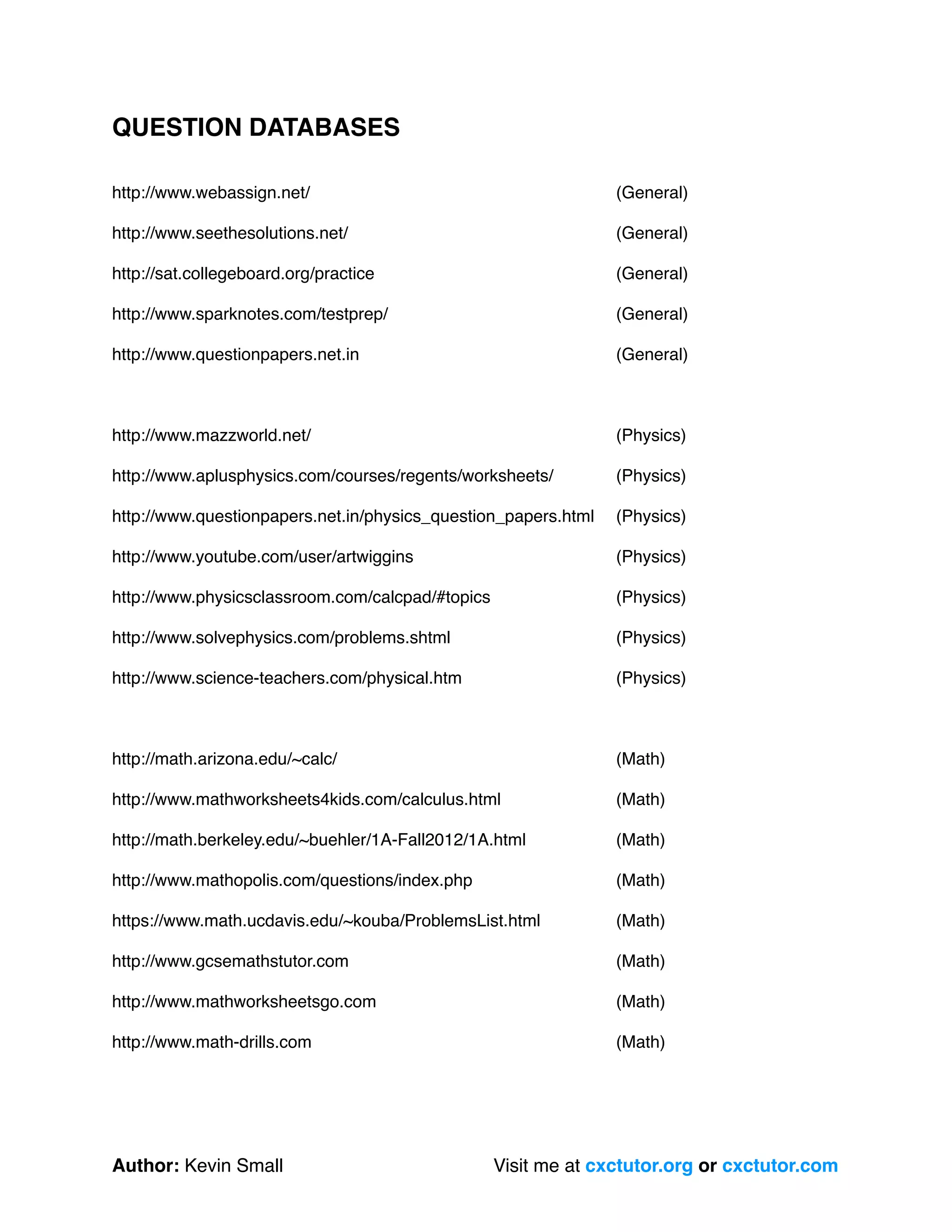 List of useful websites | PDF | Physics | Science
