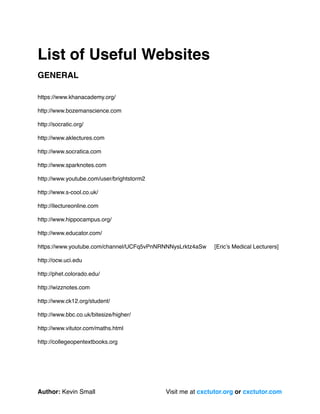 List of useful websites | PDF | Physics | Science