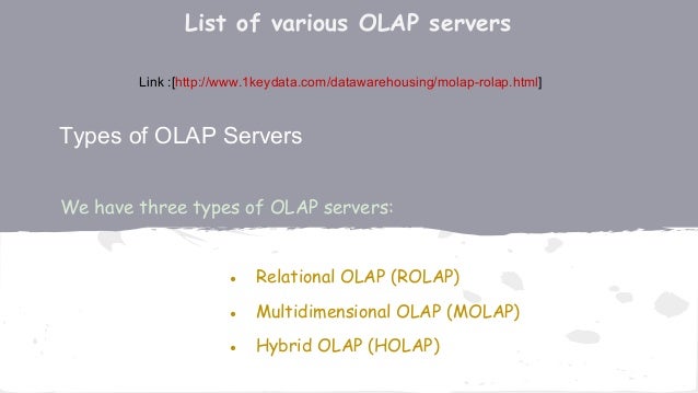 List of various olap servers with example