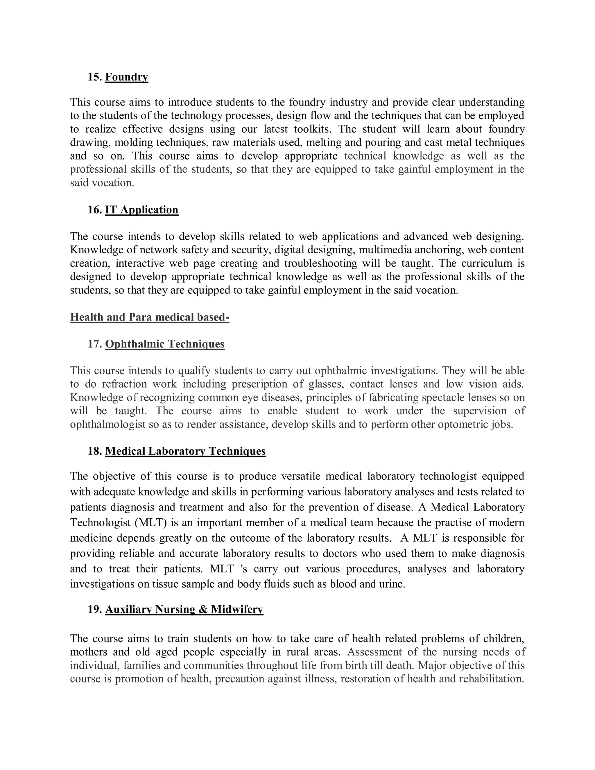 List of vocational courses | PDF