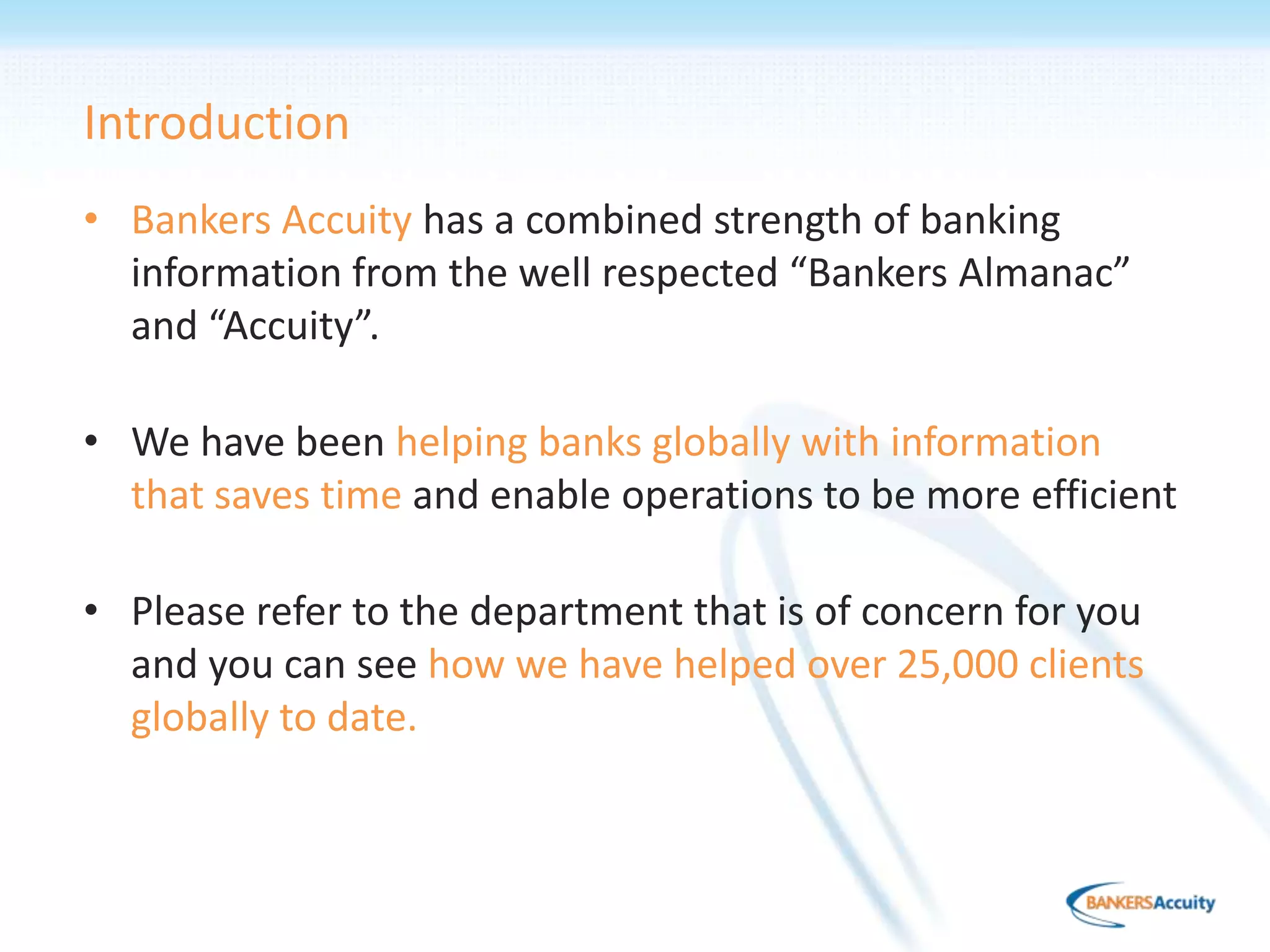 How banks use Bankers Almanac | PPTX