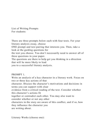 List of Writing Prompts For students There are th.docx