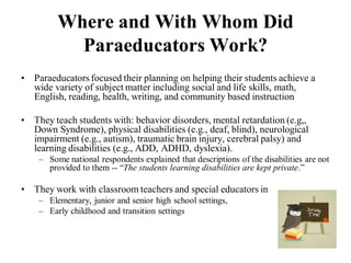Paraeducators in Inclusive Settings Share Their WIZdom | PDF