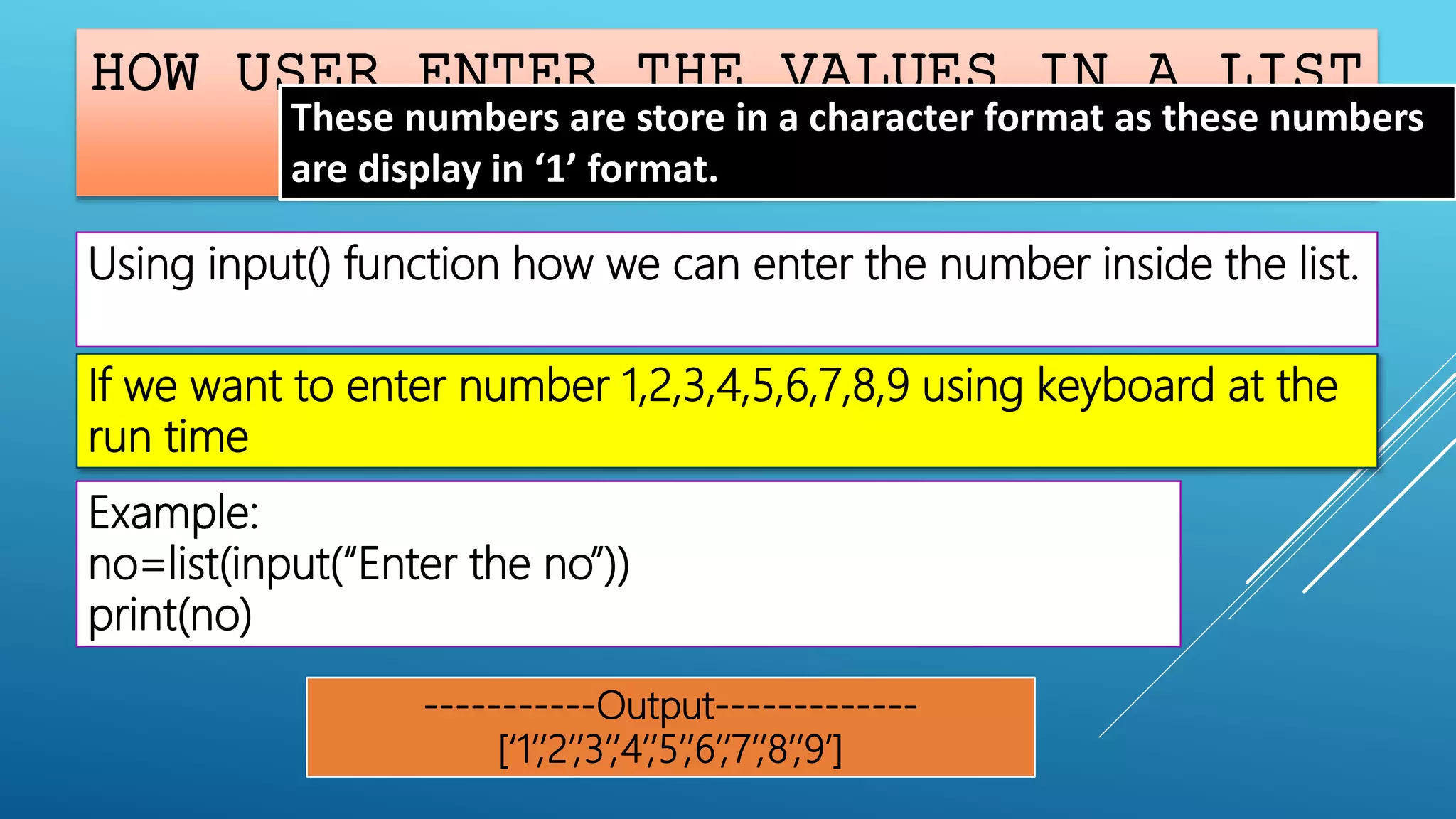 LIST IN PYTHON | PPTX | Programming Languages | Computing