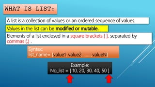 LIST IN PYTHON | PPTX