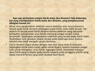 Listrik dinamis dan statis | PPTX