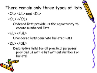 Lists, formatting, and images | PPT