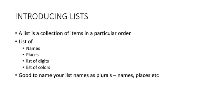 Part 2 Python Tutorial Introduction To Lists Pptx