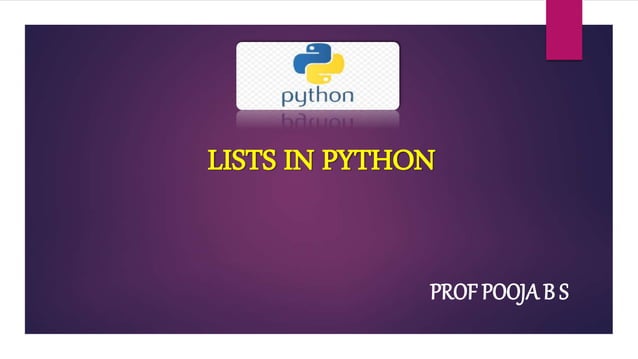 Lists in Python | PPTX