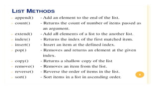 Lists in Python | PPTX