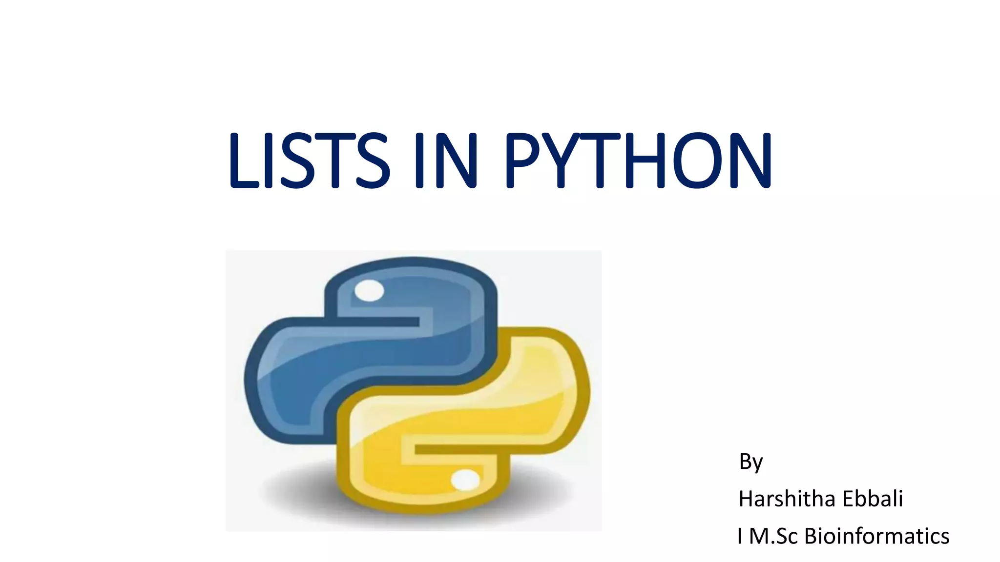 List in python | PPT | Free Download