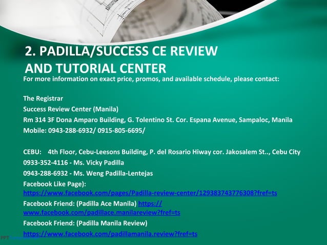 Lists of Civil Engineering Review Centers in the Philippines | PPT ...