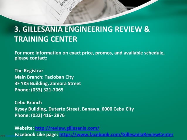 Lists of Civil Engineering Review Centers in the Philippines | PPT ...