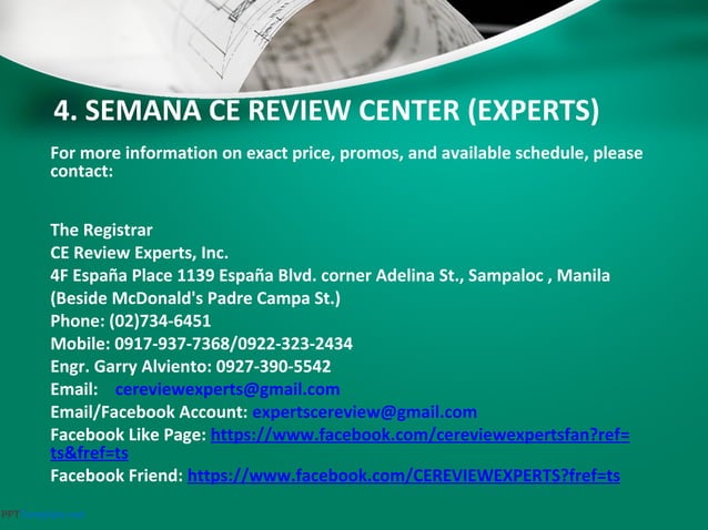 Lists of Civil Engineering Review Centers in the Philippines | PPT ...