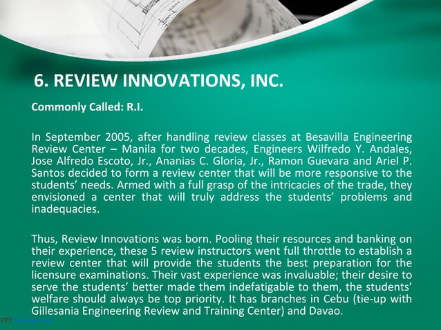 Lists of Civil Engineering Review Centers in the Philippines | PPT ...